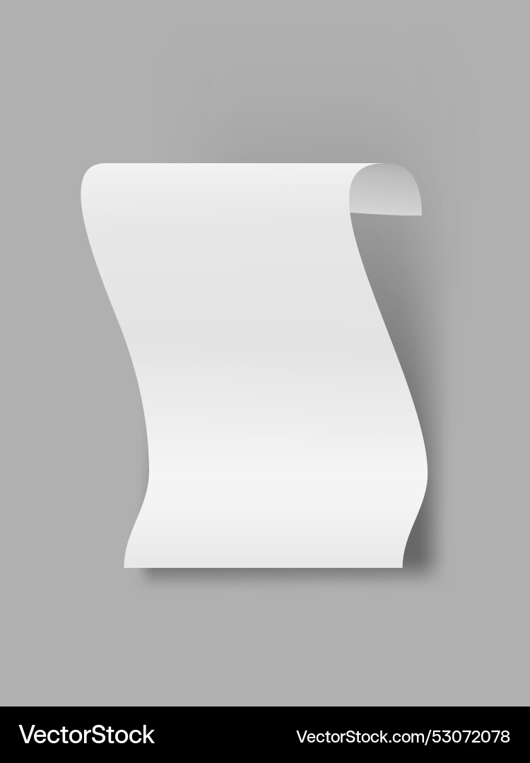 3d blank fly paper sheet with curled side Vector Image