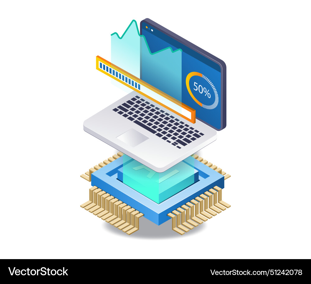Central data ai server analyst infographic 3d Vector Image