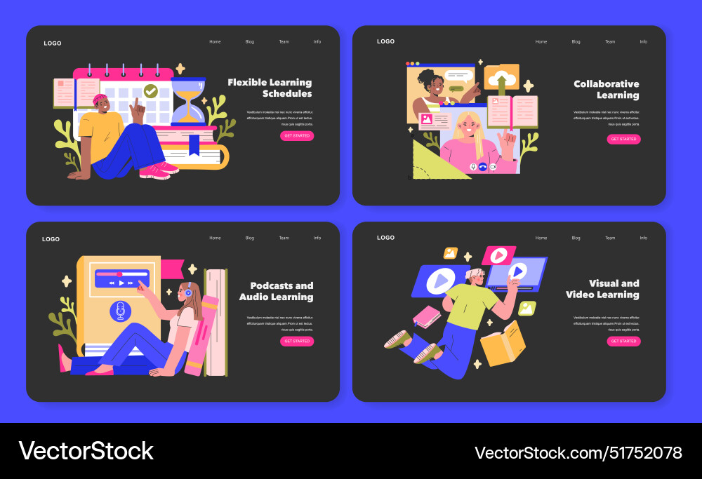 Digital learning interface set harnessing Vector Image Digital learning interface set harnessing Vector Image