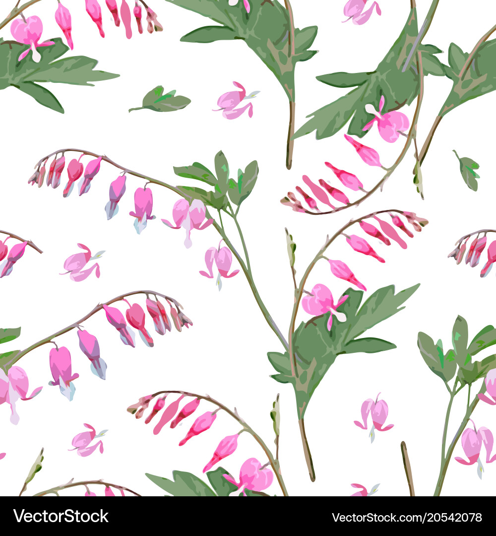 Floral pattern with bleeding heart flowers Vector Image