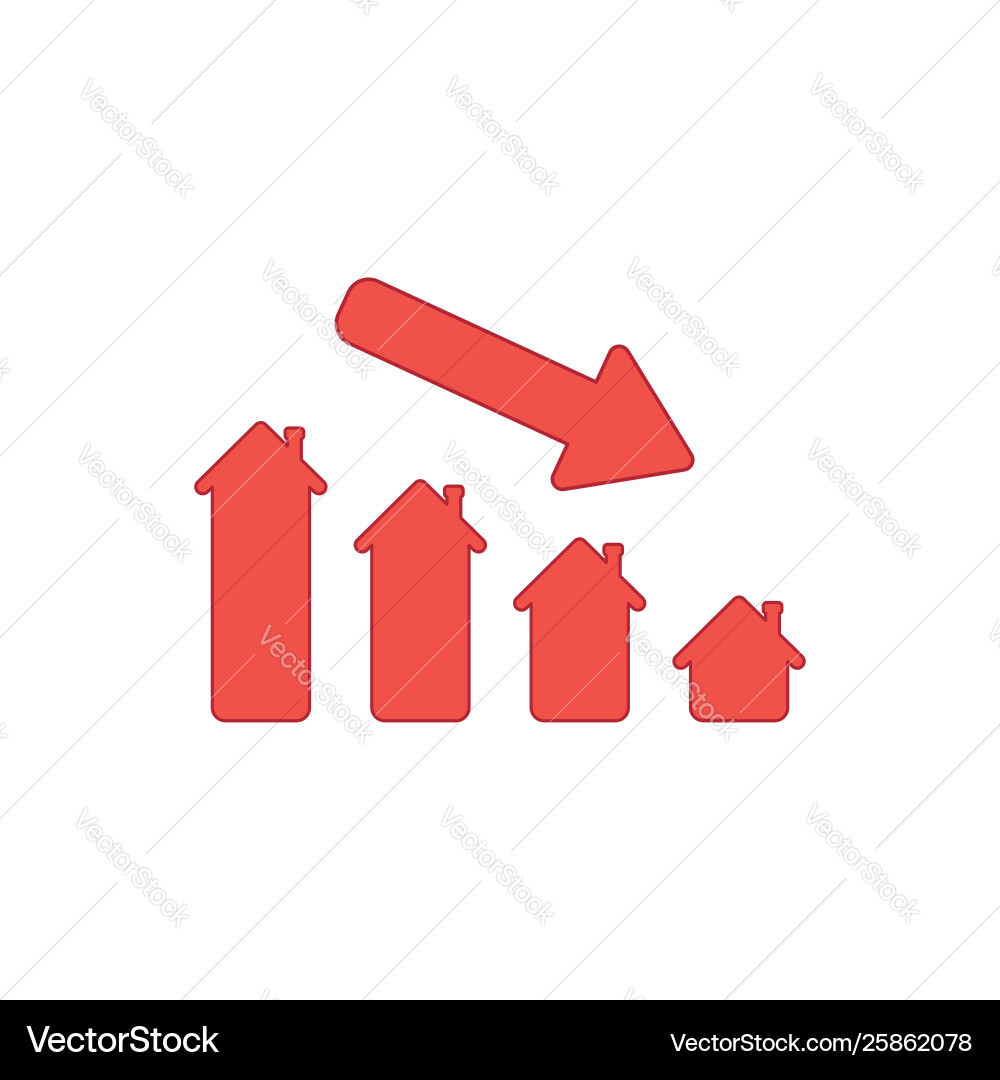Icon Konzept Haus Verkauf oder Wert Bar-Chart Vektorbild
