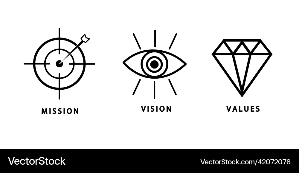 Mission vision values icon organization Royalty Free Vector