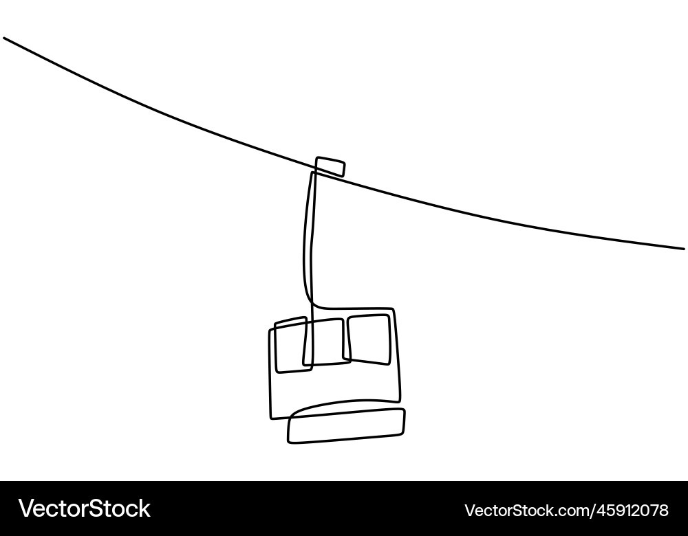 Eine kontinuierliche Linienzeichnung der Seilbahn Vektorbild