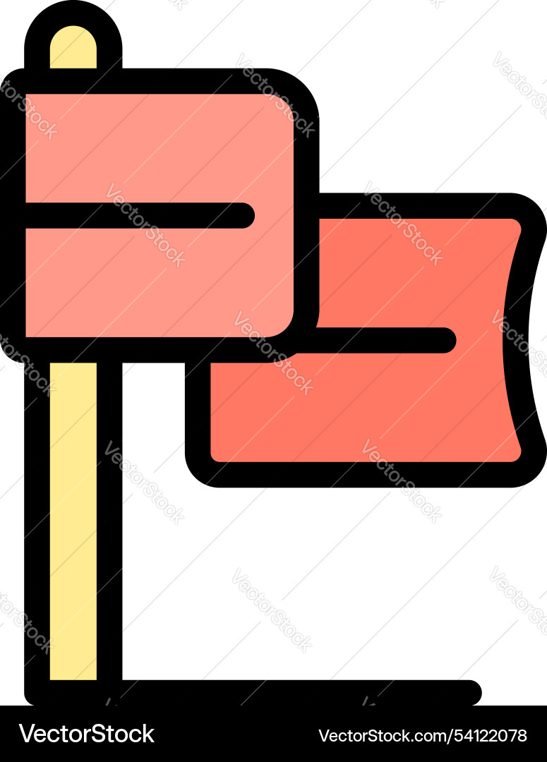 Red flag waving on wooden pole Royalty Free Vector Image