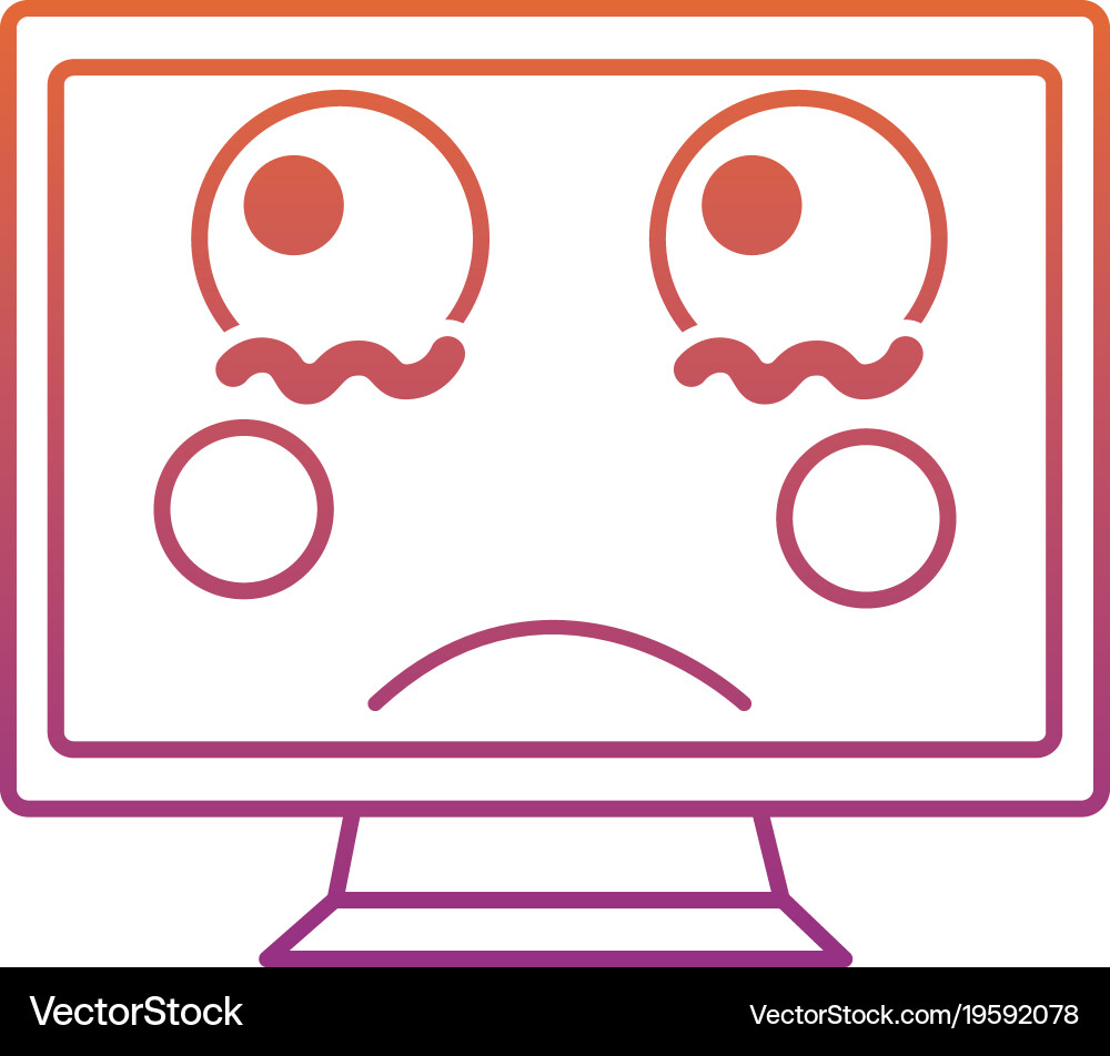 Sad Computer Monitor kawaii Symbol Bild Lizenzfreier Vektor