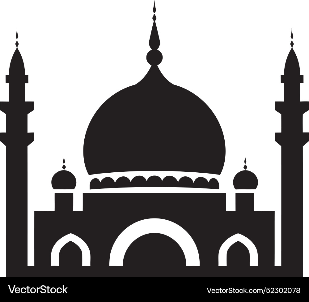 Sleek and stylish black mosque artgeometric Vector Image