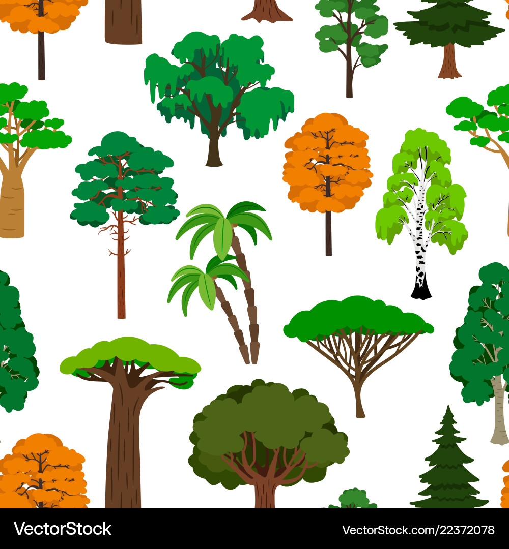 Trees pattern on white Royalty Free Vector Image