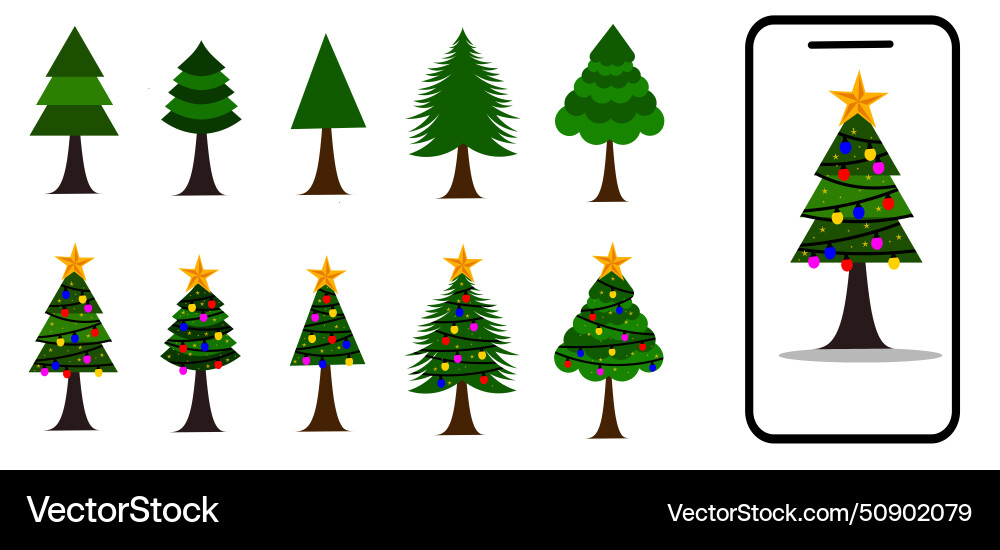 Collection of christmas trees Royalty Free Vector Image