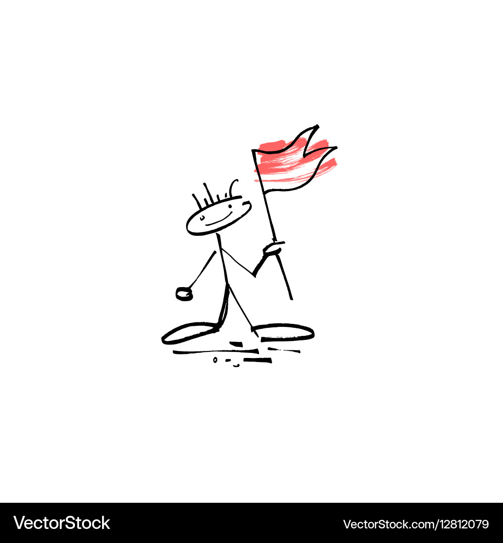 Hand drawing sketch human smile stick figure Vector Image