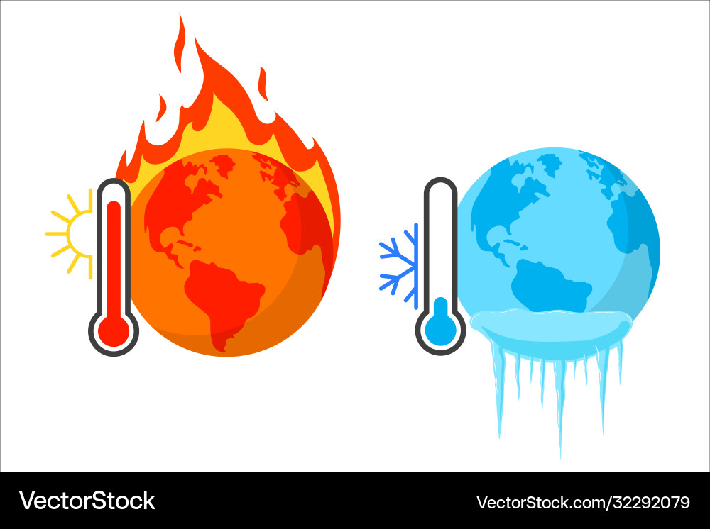 Hot and cold planet on withe Royalty Free Vector Image