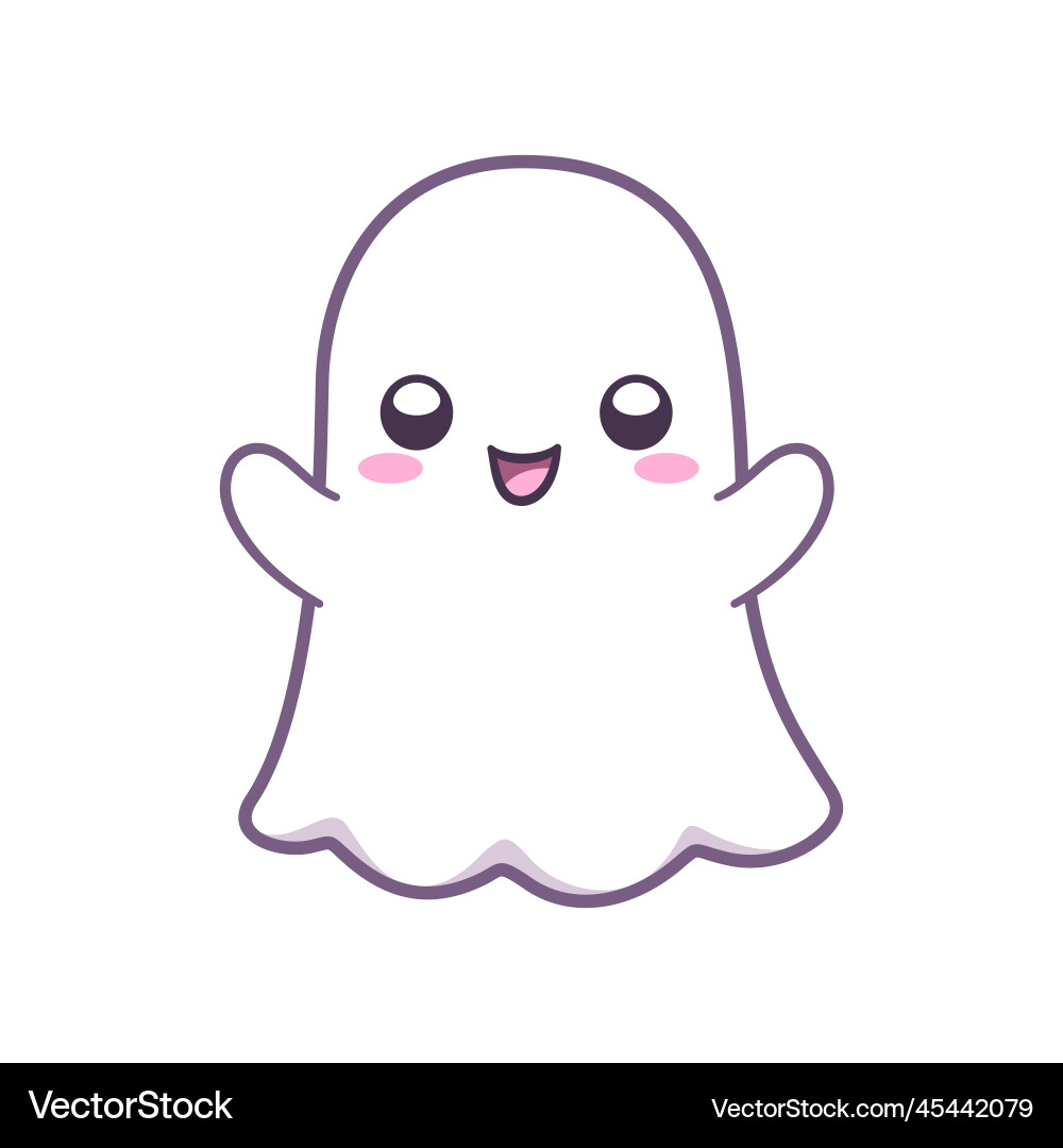 Kawaii cute ghost clipart doodle element happy Vector Image