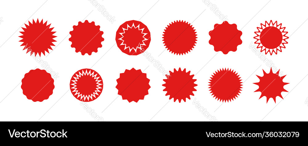 Red Star Burst Stickers Royalty Free Vector Image