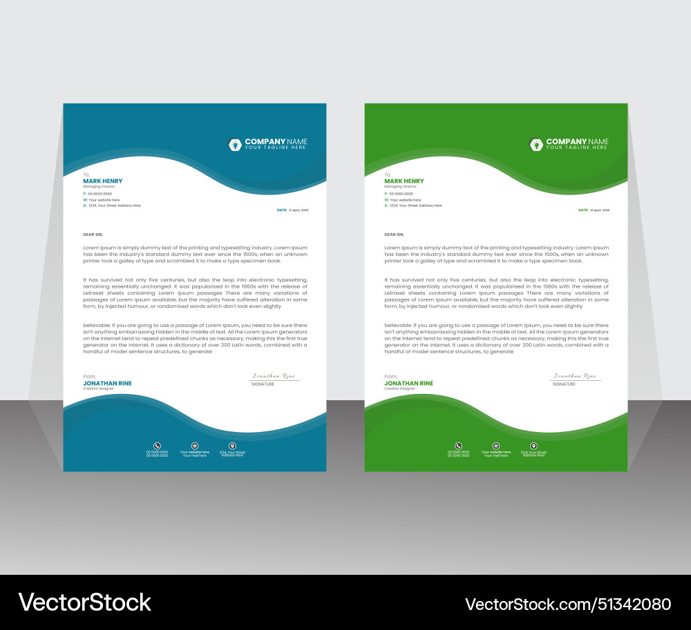 A unique letterhead design template Royalty Free Vector