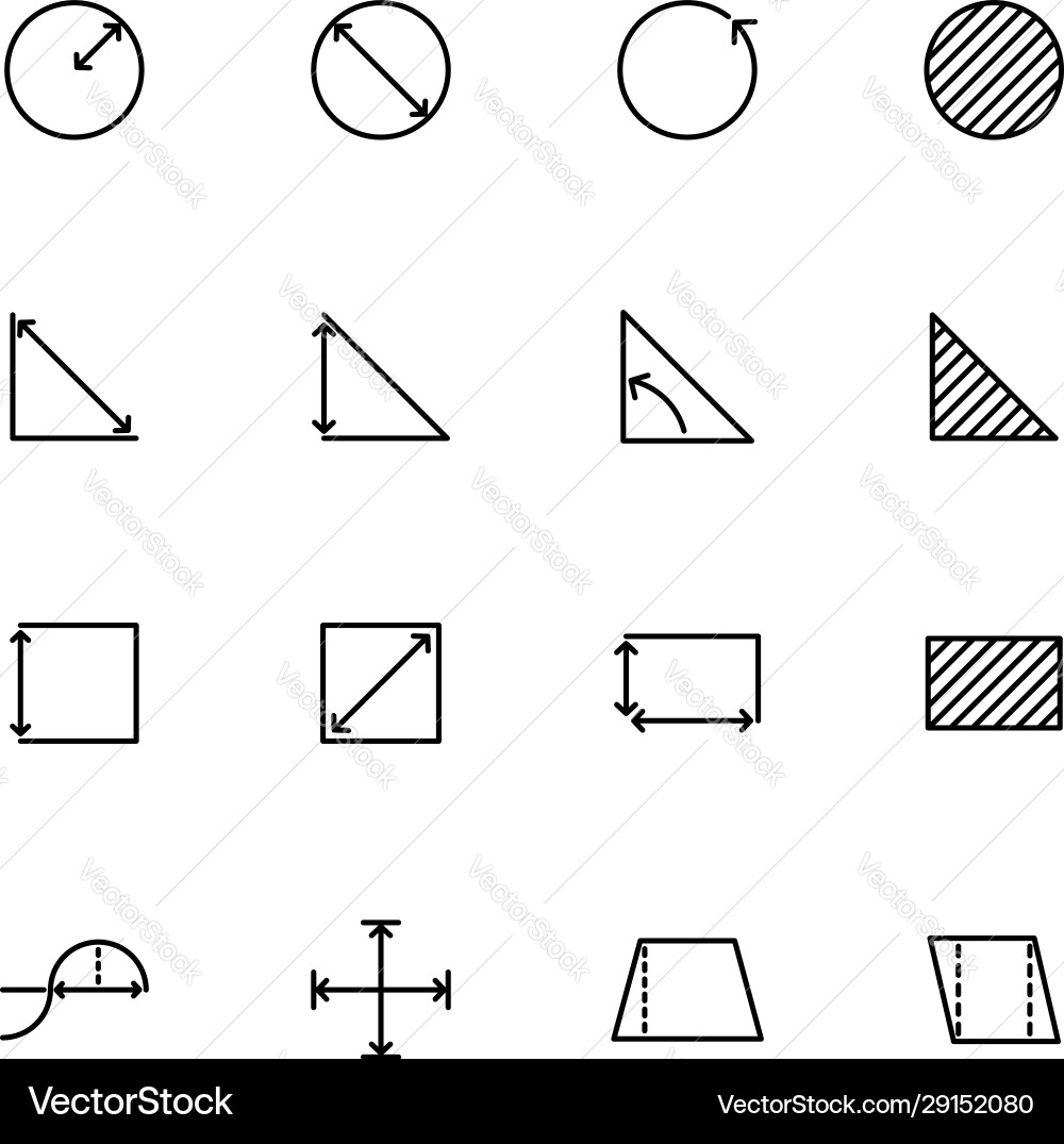 Basic Measurement Line Icons Royalty Free Vector Image