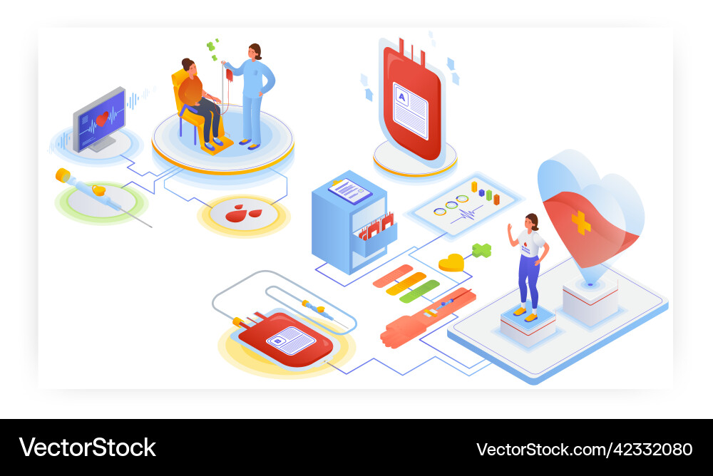Blood transfusion isometric Royalty Free Vector Image