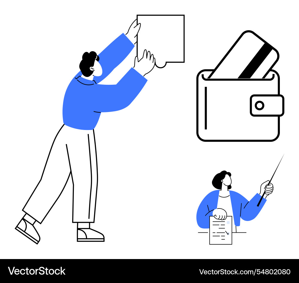 Characters organizing documents Royalty Free Vector Image