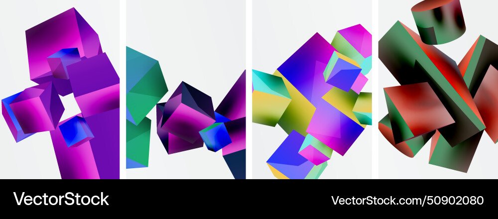 Composition of 3d cubes and other geometric Vector Image