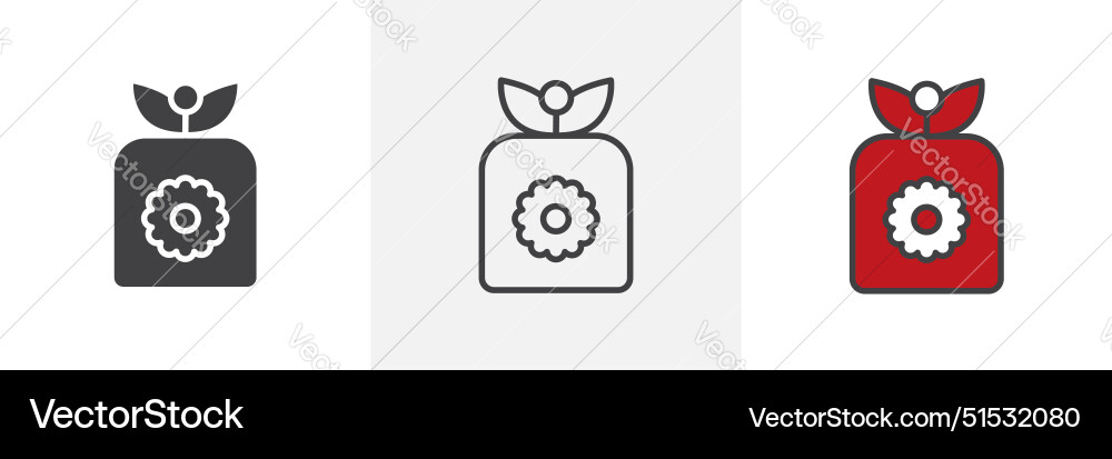 Furoshiki icon set oriental gift symbol Royalty Free Vector