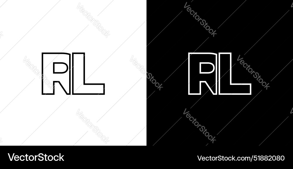 Letter r and l rl logo design template minimal Vector Image