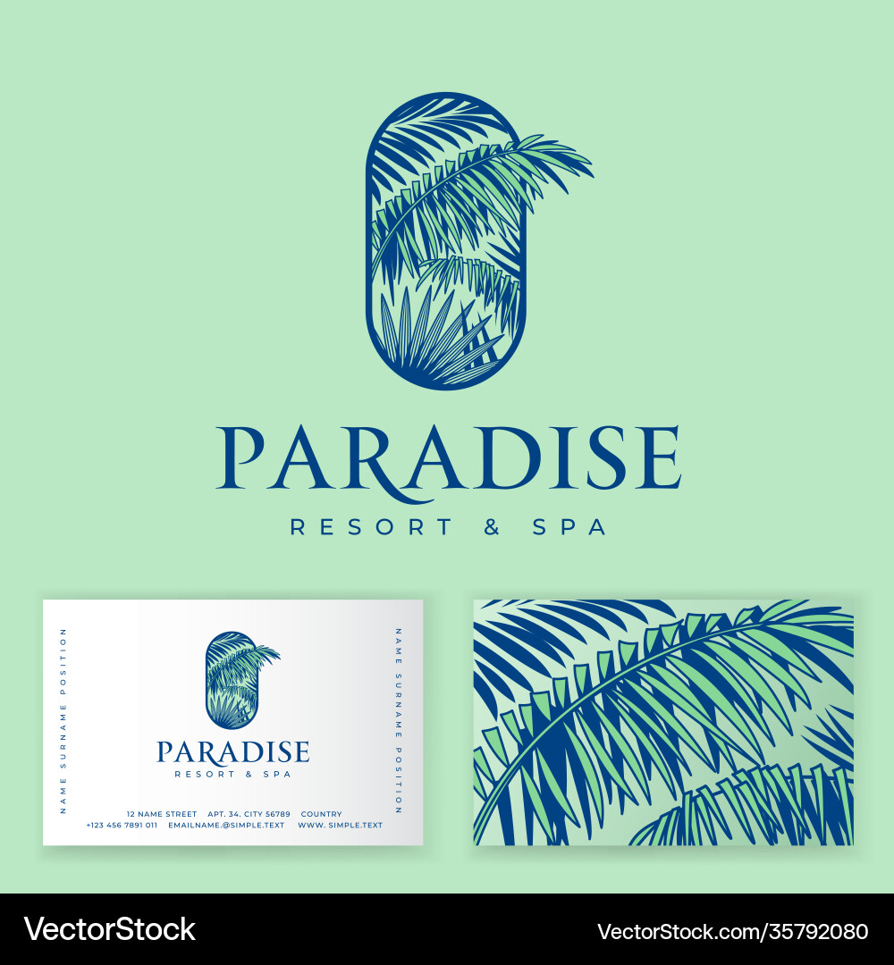 Paradise logo tropical spa resort identity Vector Image