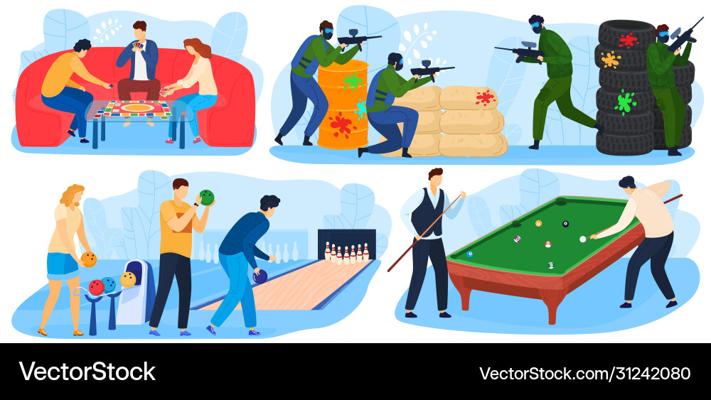 People play games leisure and fun playtime Vector Image