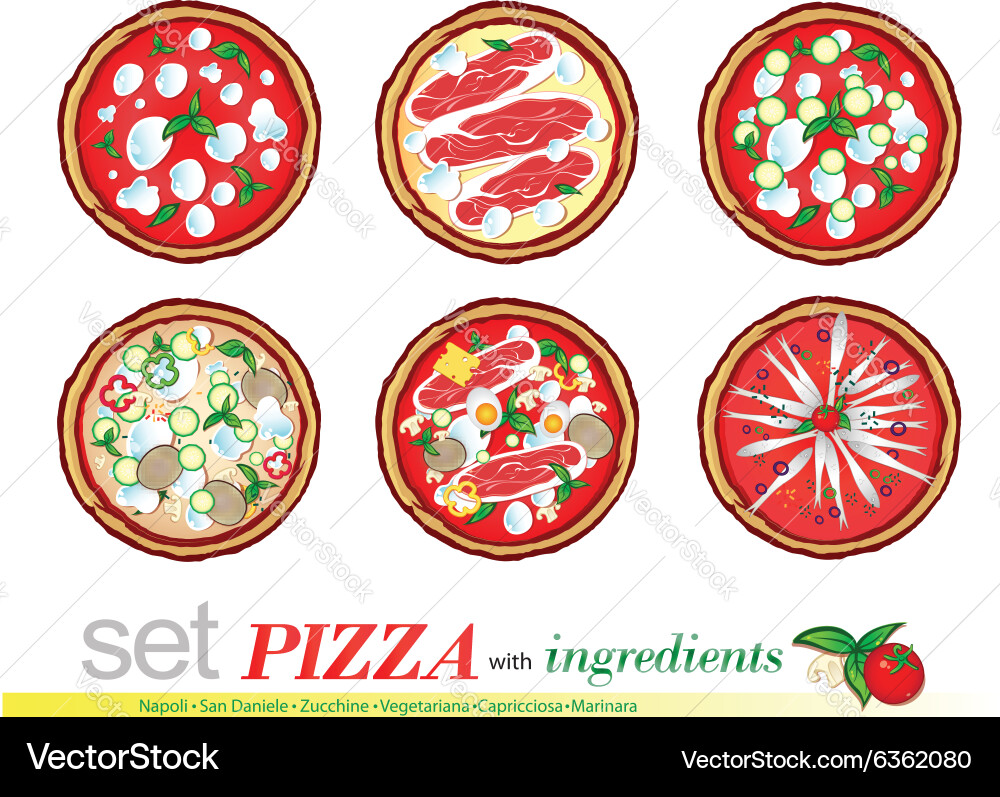 Pizza cartoon set Royalty Free Vector Image - VectorStock