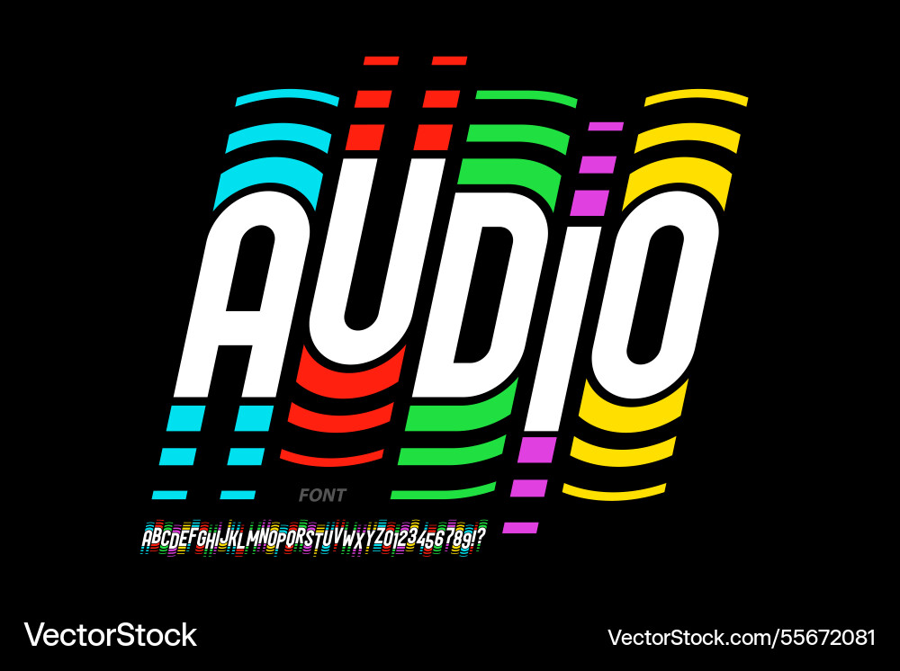 Audio sound wave rhythm font design alphabet Vector Image