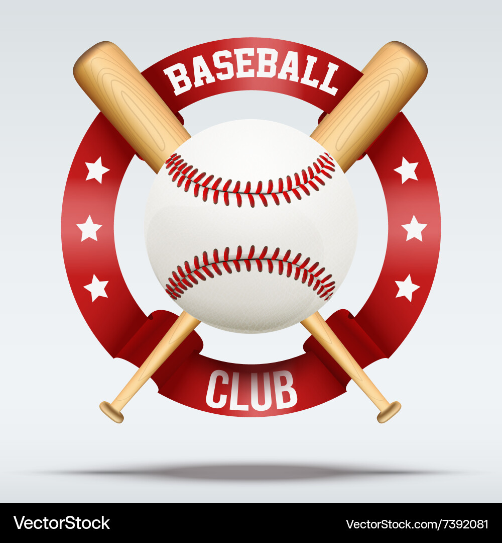 Baseball with Ribbons and Bats Royalty Free Vector Image