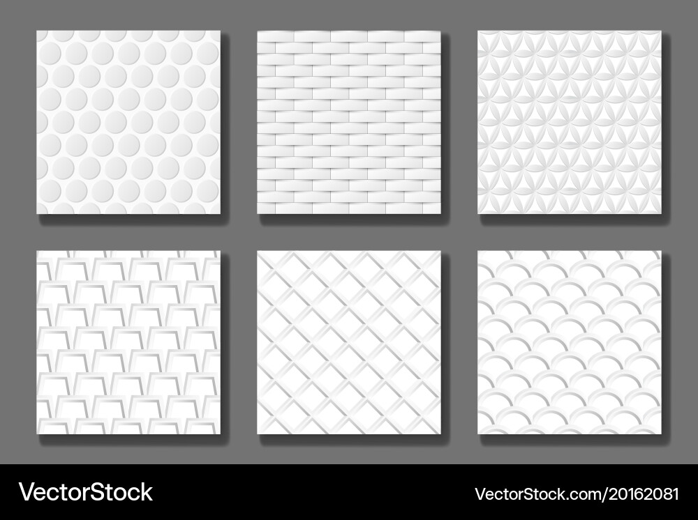 Collection of seamless white textures - 3d Vector Image