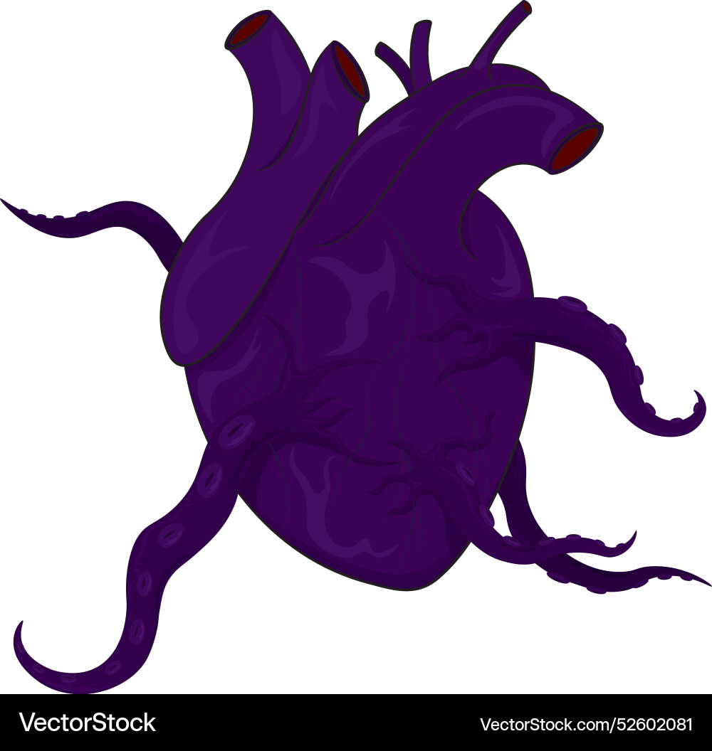 Corrupted purple heart with tentacles artistic Vector Image