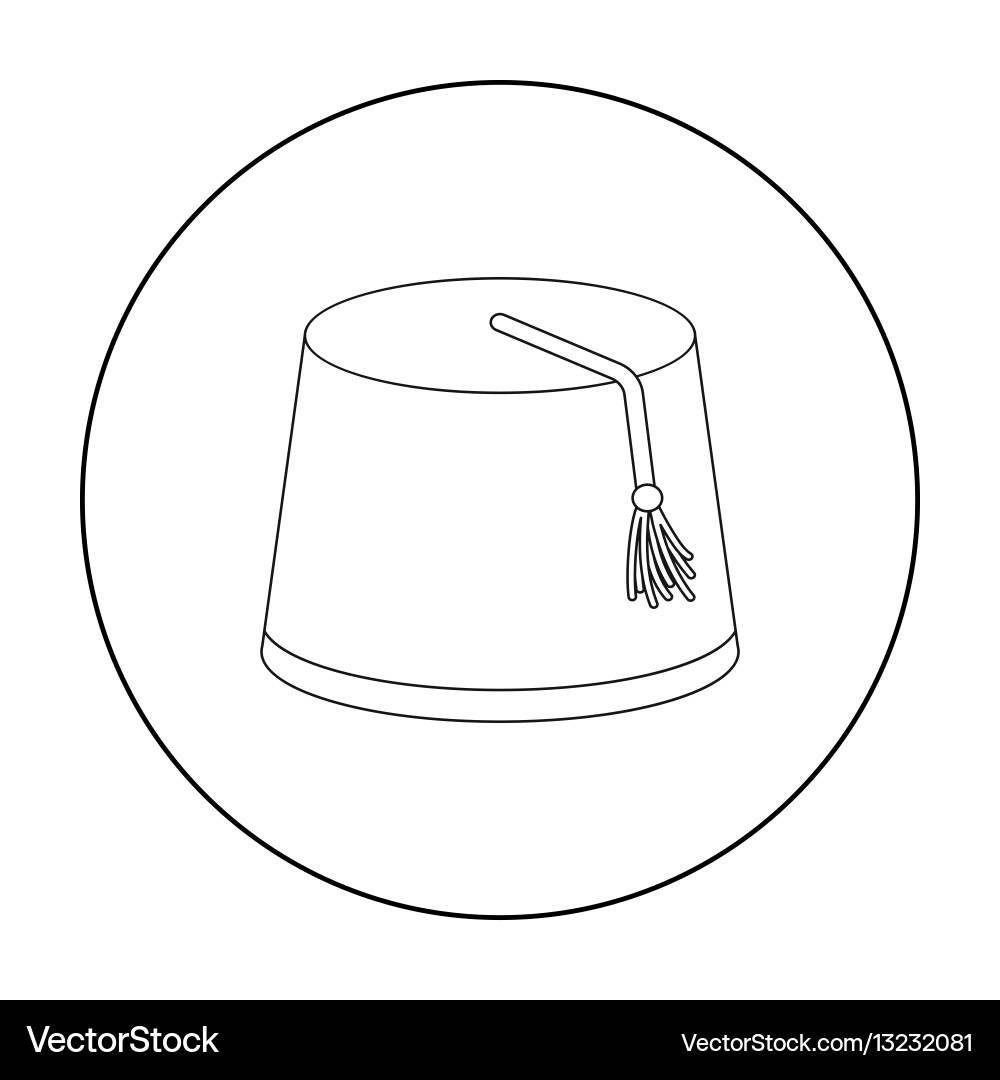 Fez Hat Icon - Detailed Outline Royalty Free Vector Image