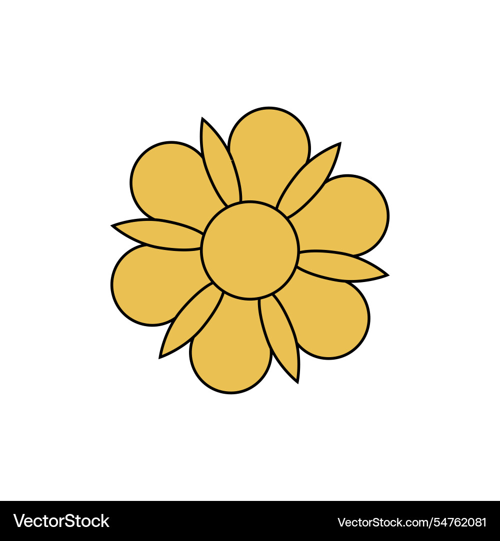 Flower yellow color isolated icon Royalty Free Vector Image