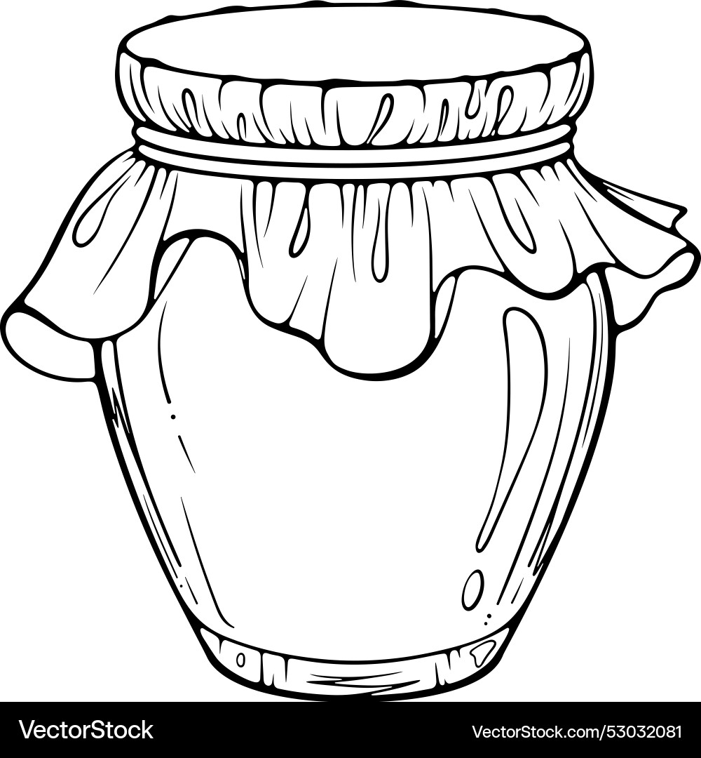 Glass jar with jam line art Royalty Free Vector Image
