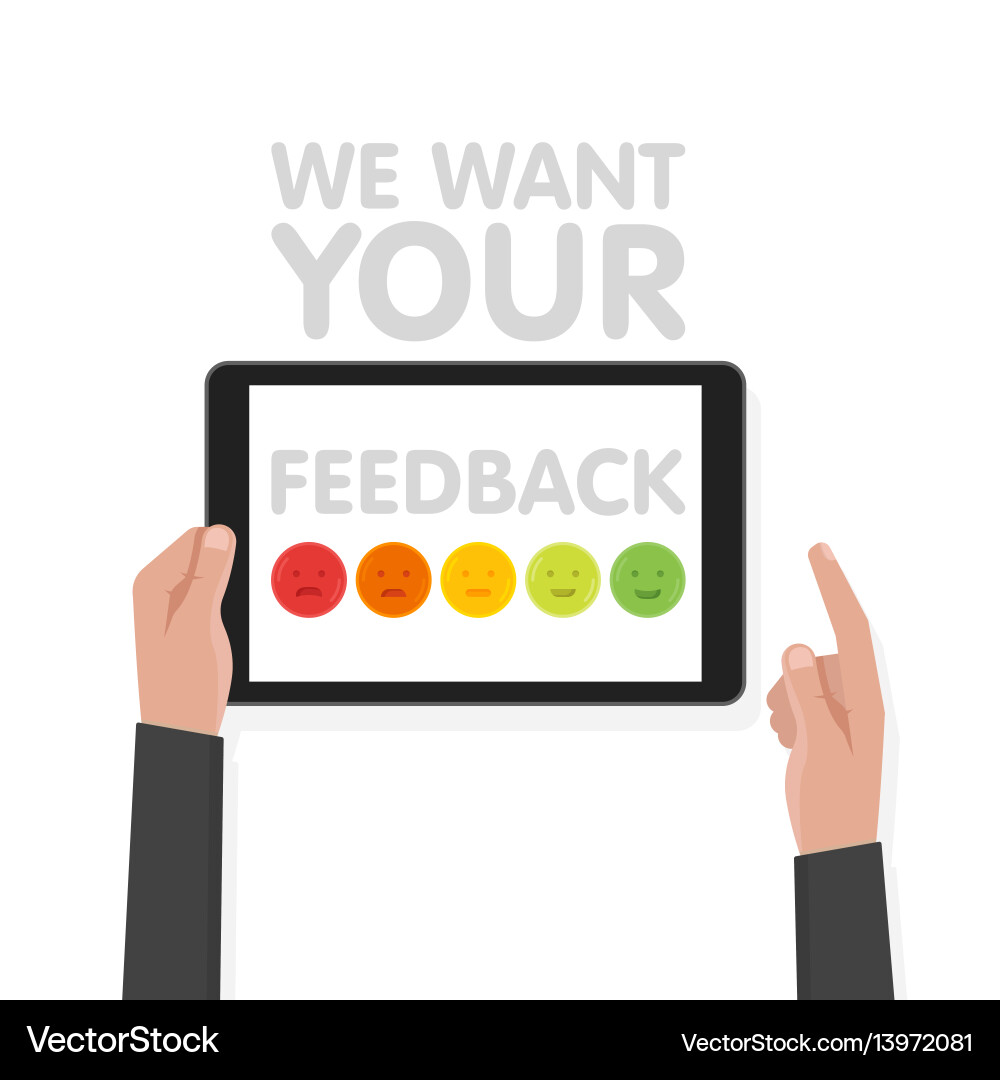 Man Holding Tablet - Feedback Request Royalty Free Vector
