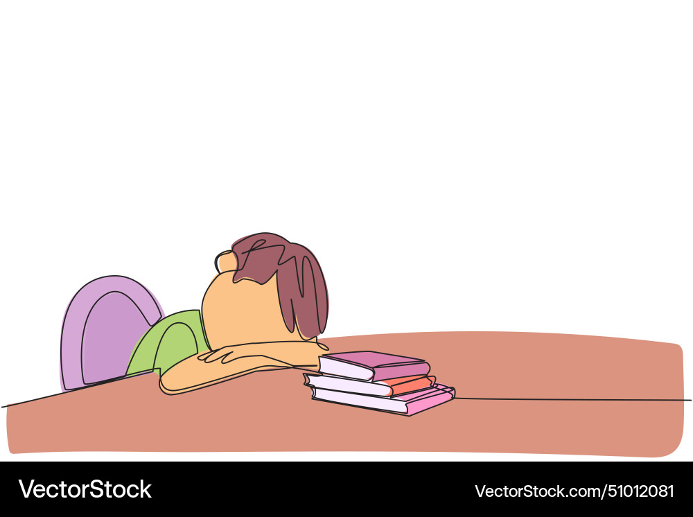 Single continuous line drawing boy asleep Vector Image