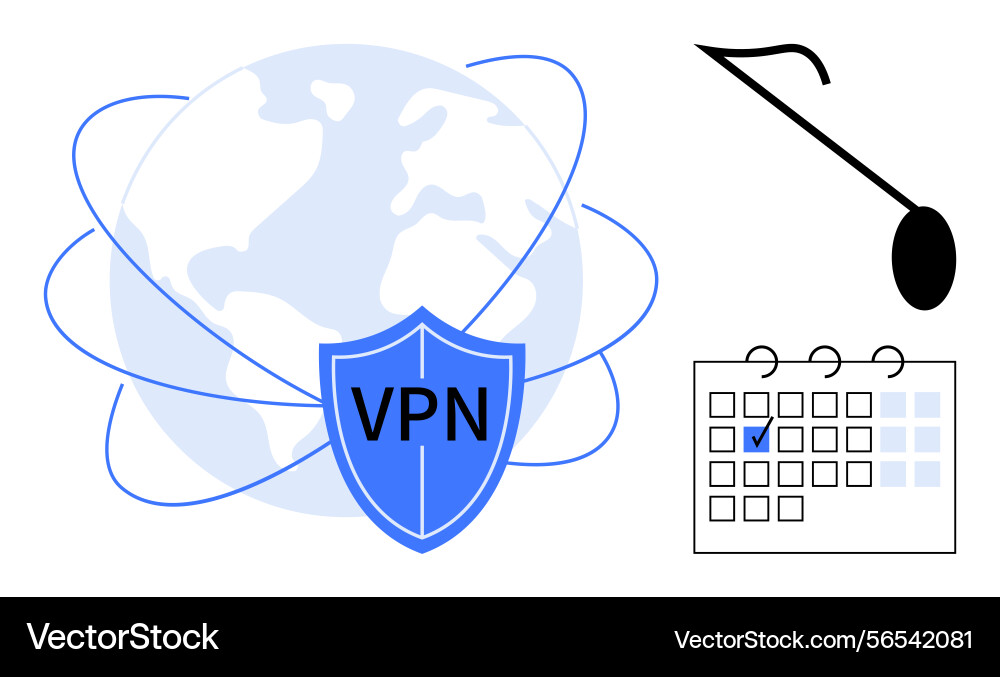 Vpn global connectivity with calendar and task Vector Image