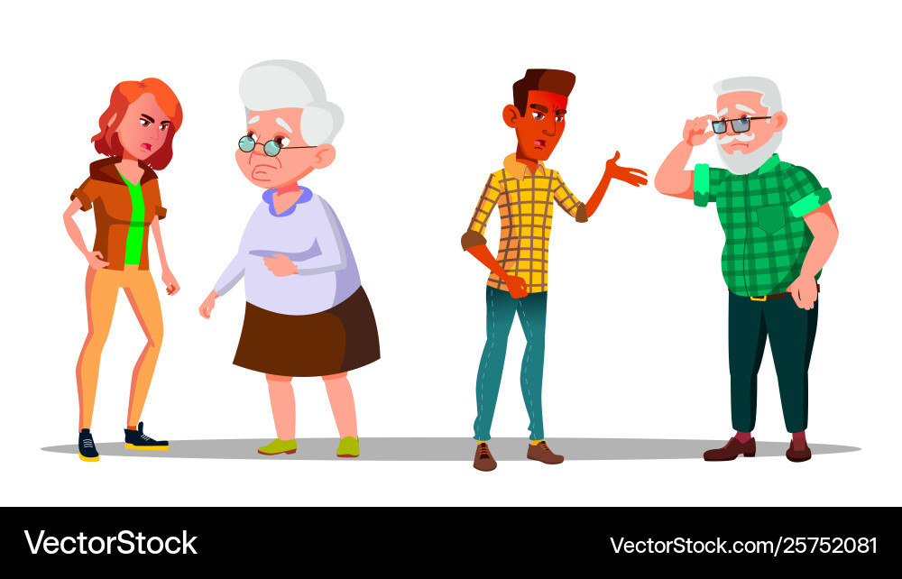Young generation character abuse cry at old Vector Image