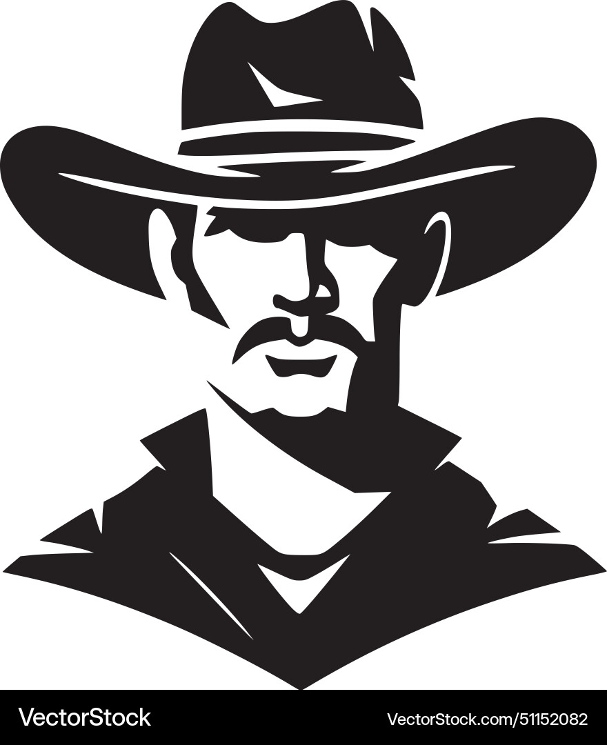 Cowboy - minimalist and flat logo Royalty Free Vector Image