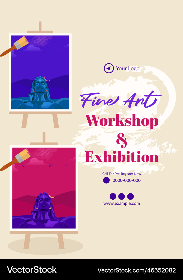 Fine art workshop and exhibition flyer design Vector Image
