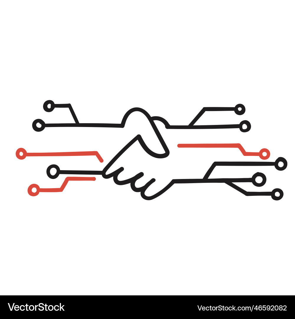 Hand drawn doodle digital handshake Royalty Free Vector