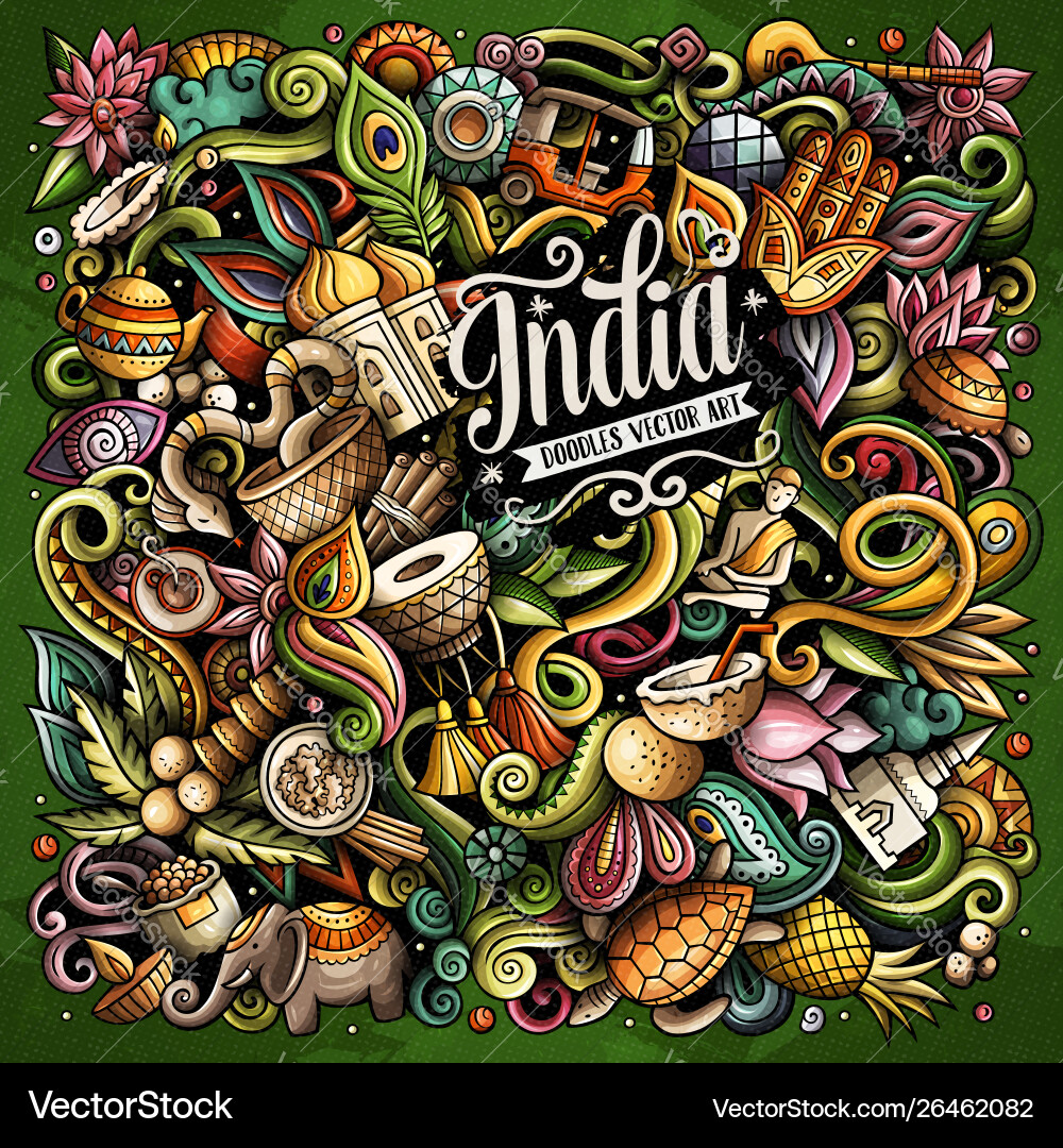 India hand drawn doodles Royalty Free Vector Image