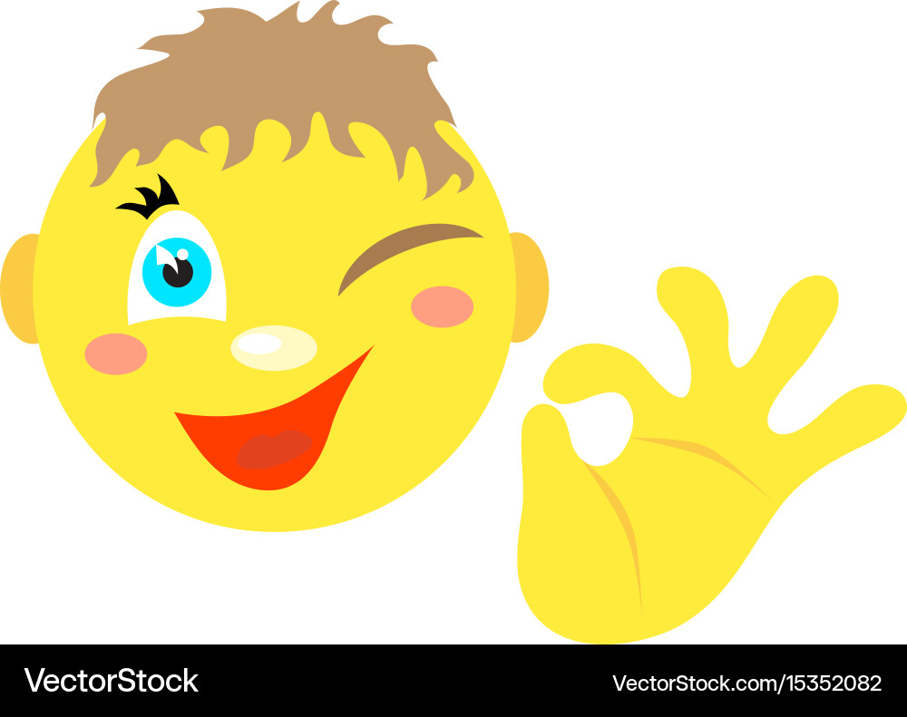 Smiley boy with a gesture ok Royalty Free Vector Image