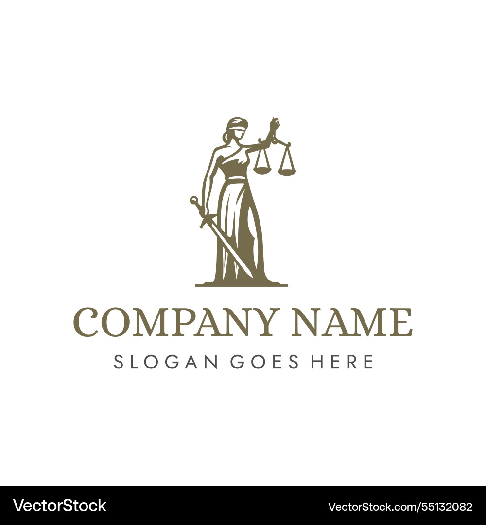 Timeless justitia logo Royalty Free Vector Image