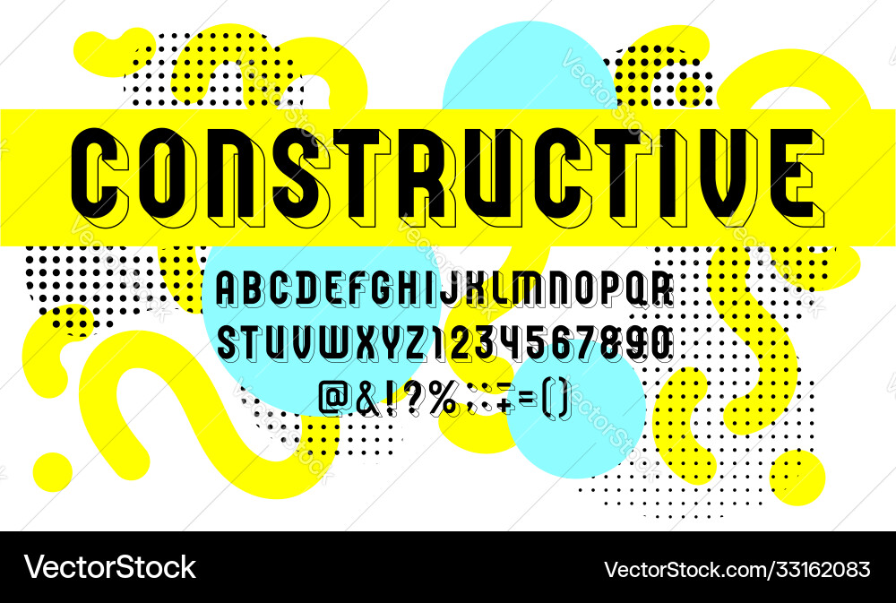 3D Alphabet Schrift - Konstruktiver Stil Vektorbild