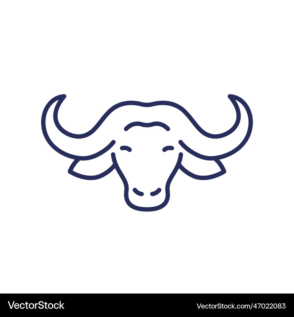 African buffalo bull line icon Royalty Free Vector Image
