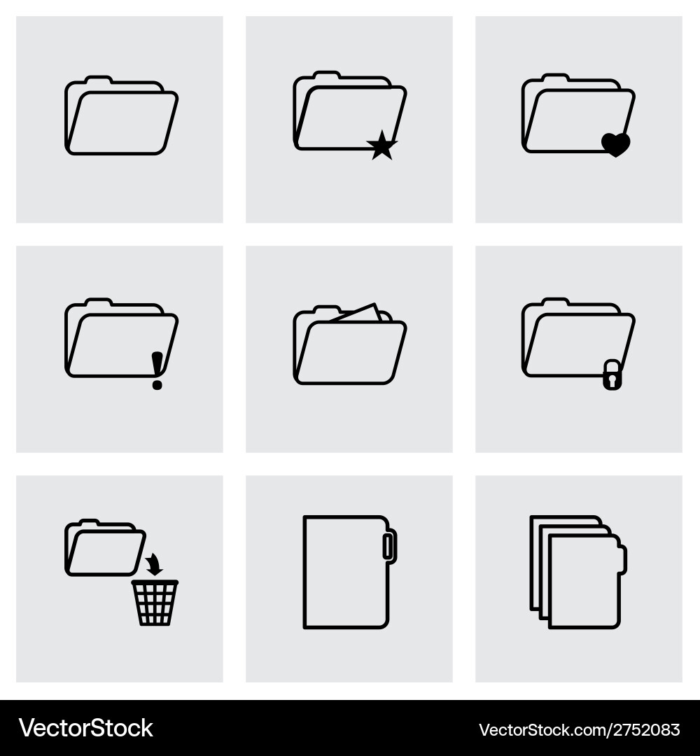 Black Folder Icon Collection Royalty Free Vector Image