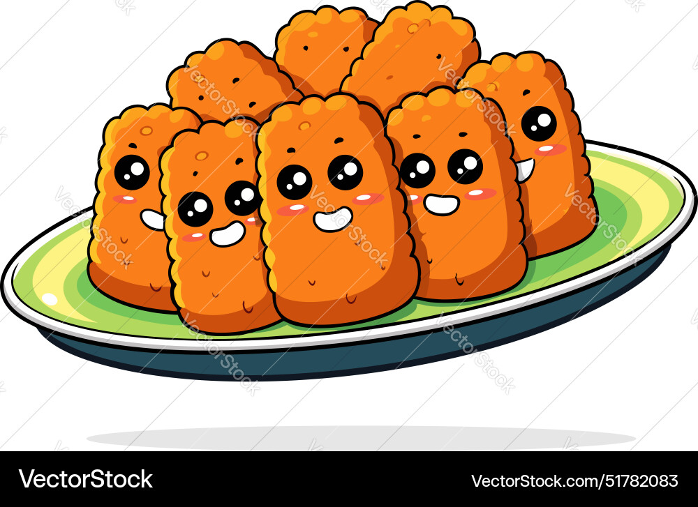 Cute mozzarella sticks cartoon with in isolated Vector Image