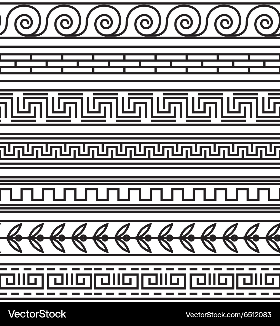 Greek Meander Pattern Set Royalty Free Vector Image
