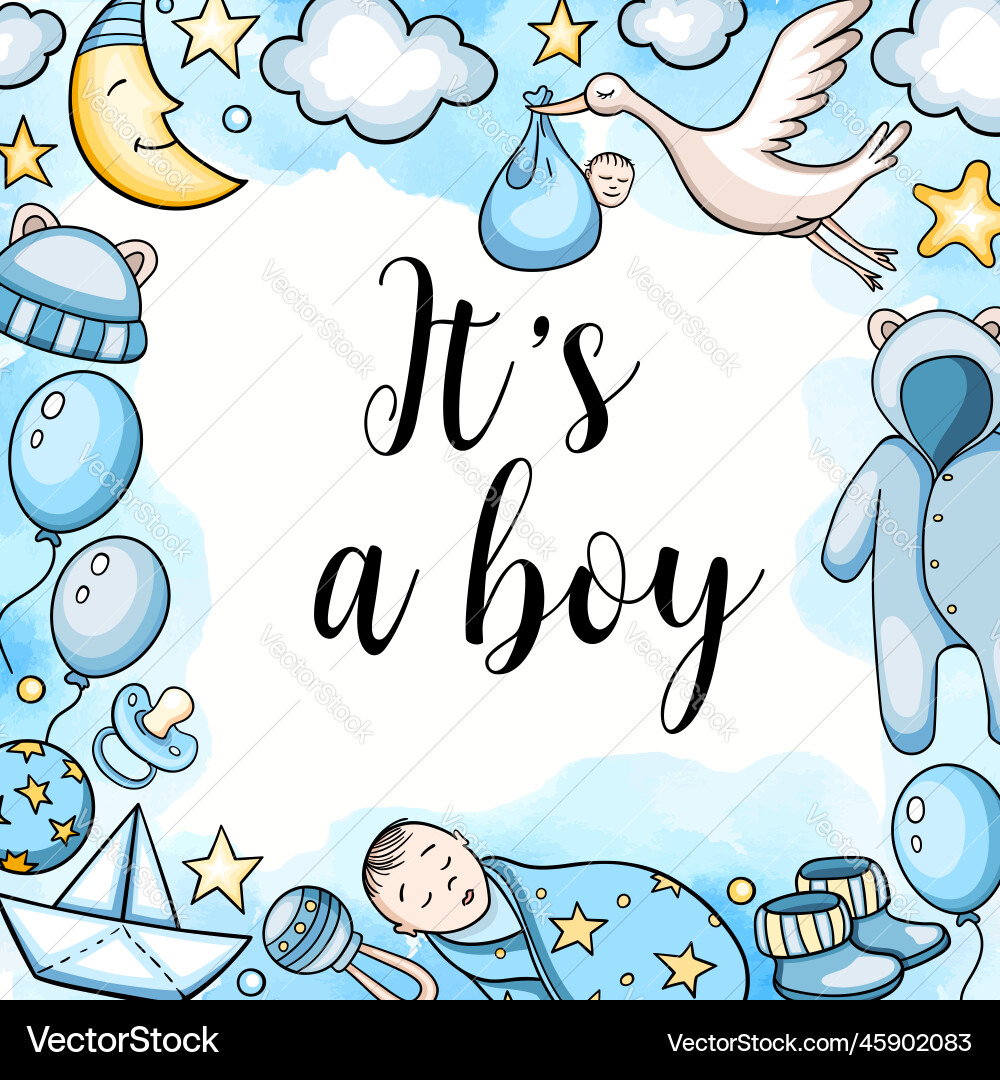 Greeting card its a boy Royalty Free Vector Image