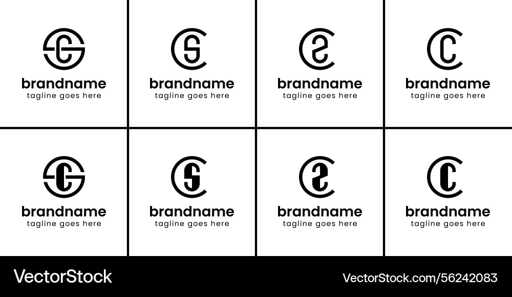 Letters sc cs cz cc monogram logo symbolizing Vector Image